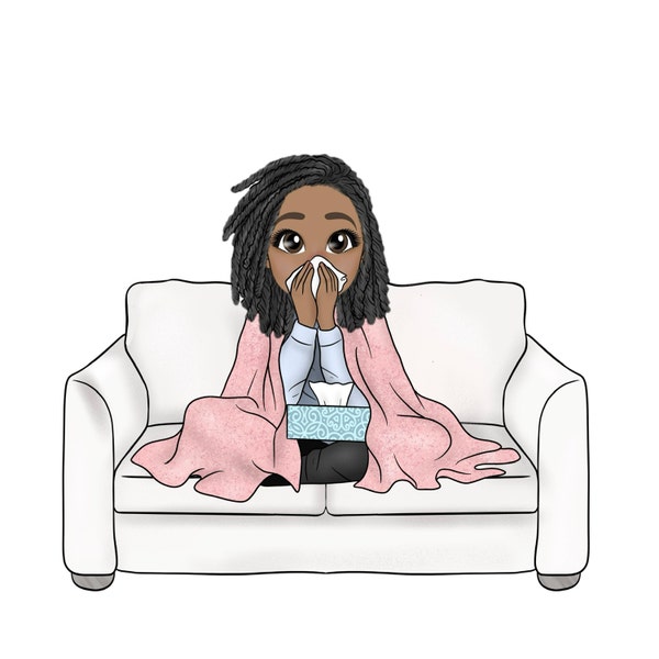 Sick Day Clipart, Cold and Flu Printable Sticker, Sad Girl Goodnotes ...