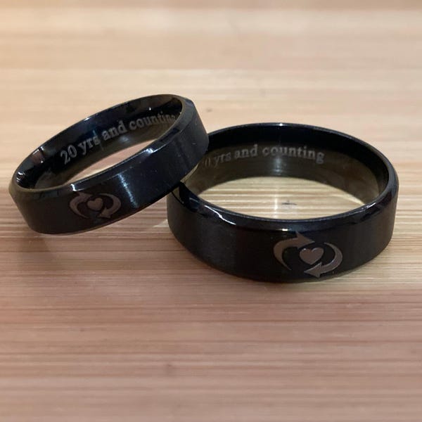 Pinky Promise Couple Ring, Matching Initial Ring Couple Set, Custom ...