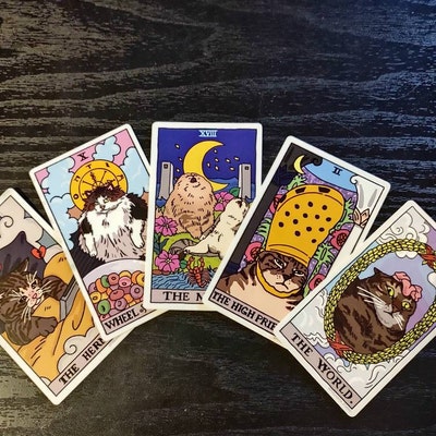 Tarot Cat Wheel of Fortune Loops Brother May I Cereal Cat Meme Sticker ...