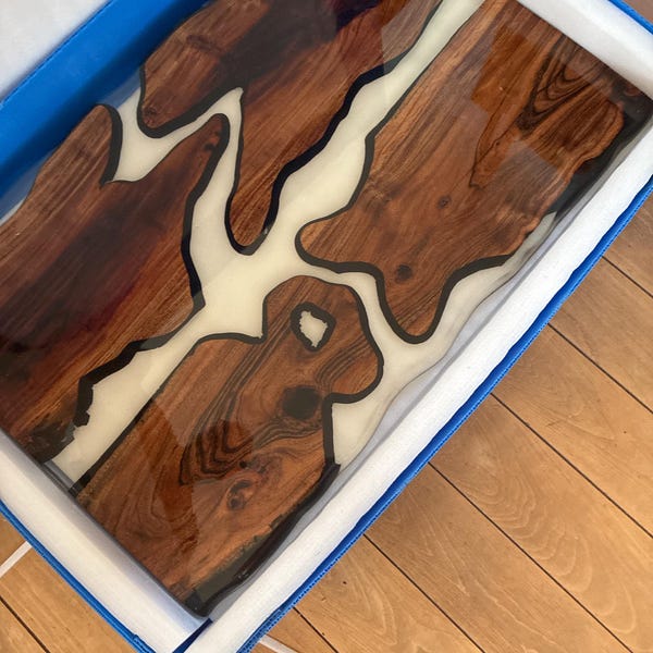 Live Edge Epoxy Resin Center Dining Table, Brown Resin Counter Top ...