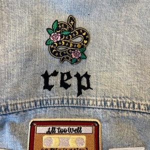 Snake & Moon Phases Patch Iron on Embroidered Patches for Jackets Celestial Serpent With Pink ...