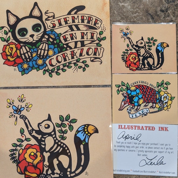 Day of the Dead CAT Dia De Los Muertos Art Print 5 X 7, 8 X 10 or 11 X ...