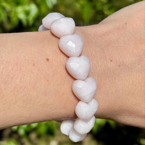 RARE! Heart Shaped Pink Mango Calcite Bracelet | Soft Pink Calcite ...