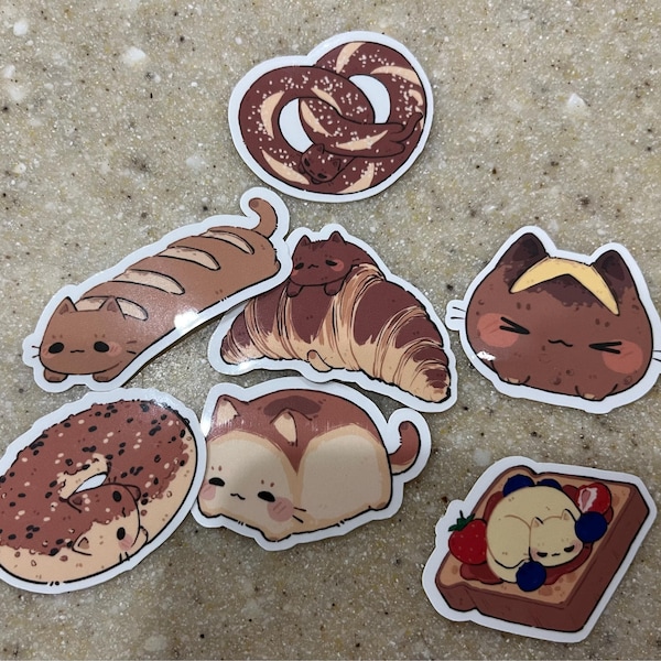 Bread Cat Sticker Set | Cute Cat Sticker Waterproof Durable Stickers ...