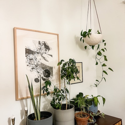 Large Hanging Bullet Planter, Ceramic Porcelain Hanging Planter, White ...