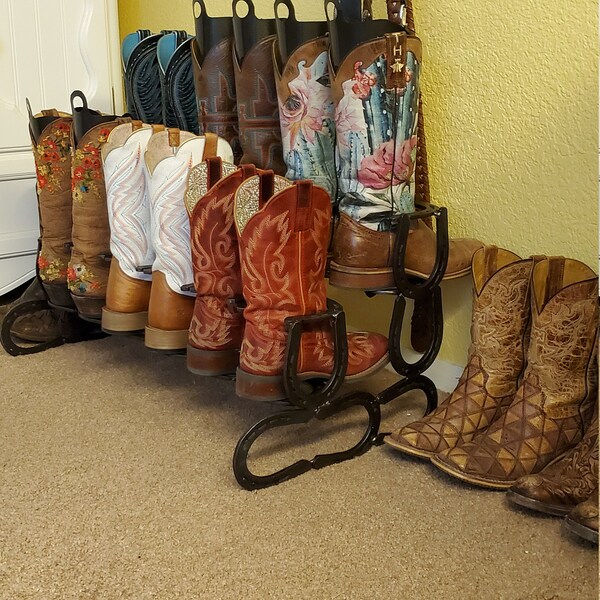 Boot Rack, Horseshoe Decor, Boot Organizer, 6 Pairs of Boots, Horseshoe ...