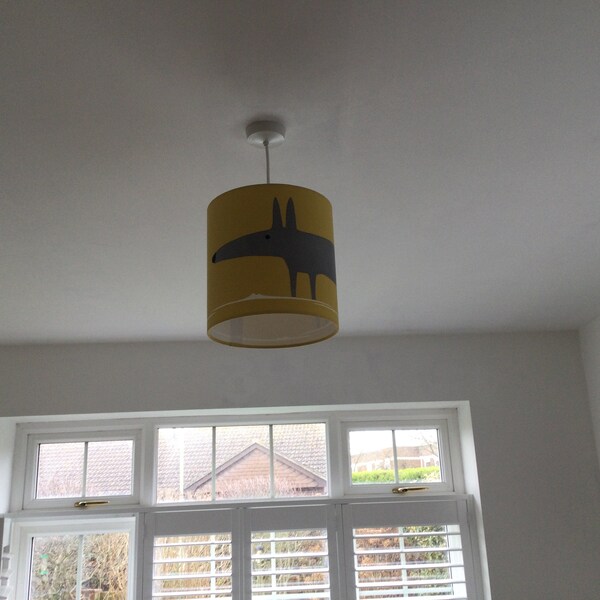 Scion Mr Fox Mustard & Gull Grey Drum Lampshade - Table Lampshade or ...