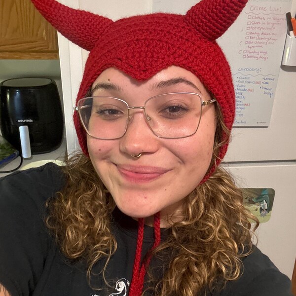 Crochet Red Devil Bonnet - Etsy