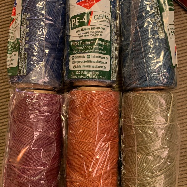 6 Linhasita Waxed Polyester Spool Package Deal/ Cords/ Strings/ Macrame ...