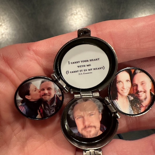 Custom Photo Locket 4 Pictures Moon and Mushrooms Necklace Personalized ...