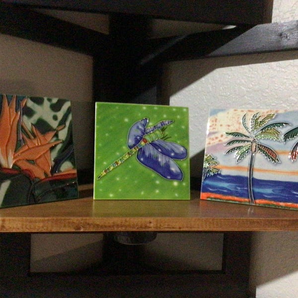 Flamingo Hand Painted Ceramic Art Tile 6x6 Inches With Optional ...