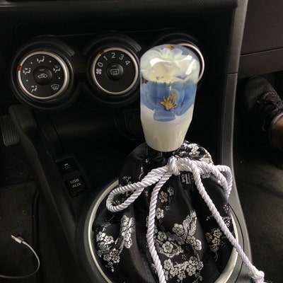 Lilac Purple With Dark Blue Cherry Blossom Shift Boot OR E-brake Boot ...