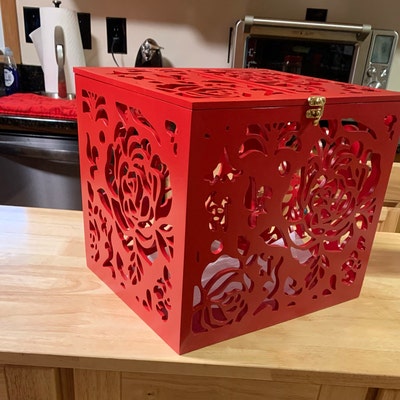 Lockable Gold Wedding Card Box With Roses-wedding Gift-keepsake Box ...