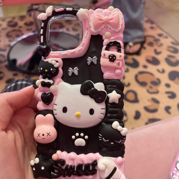 Kawaii Kitty Decoden Phone Cases for All Models, Handmade Custom Phone ...