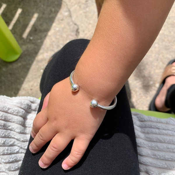925 Sterling Silver Child's, Baby's Christening Torque Cuff Bangle ...