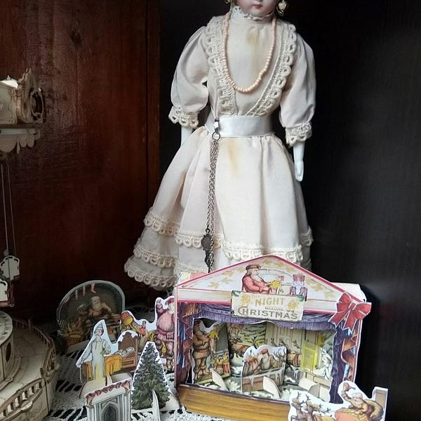 Printable Vintage Christmas Victorian House Ornament: Ephemera Collage ...