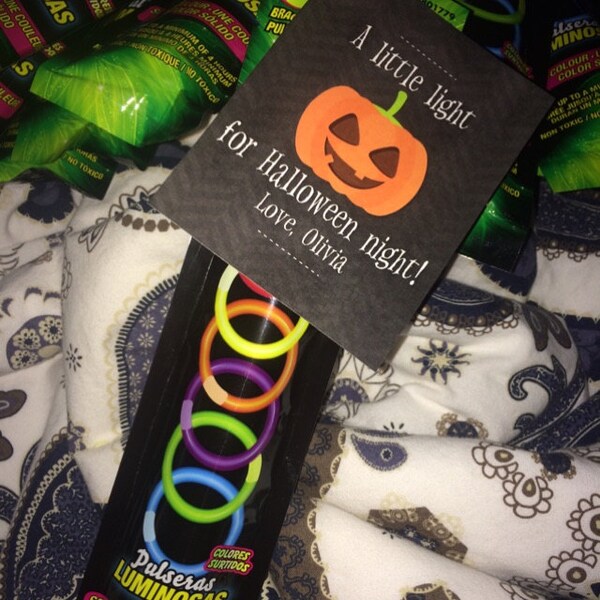 Printable A Little Light for Halloween Night! Glow Stick Gift Tags for ...