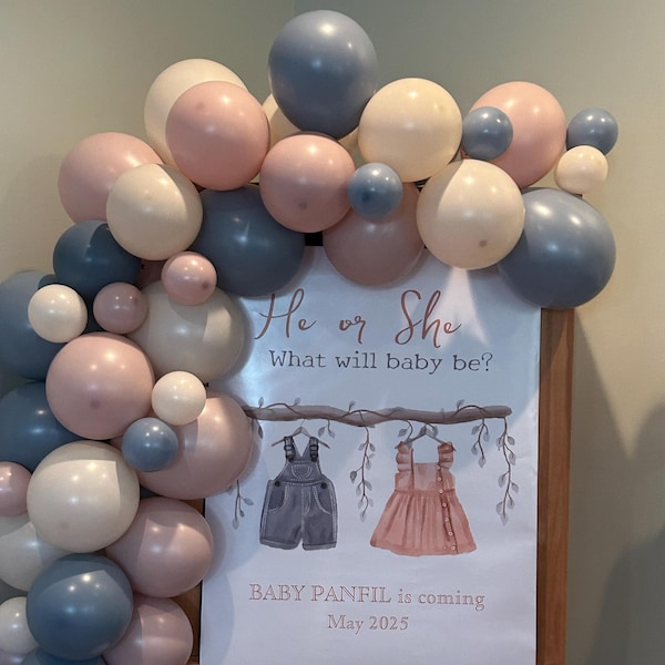 High Quality Gender Reveal Balloon Garland, Retro Colours, Gender ...
