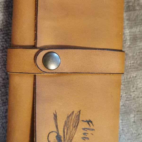 Personalized Leather Fly Fishing Wallet With Sheep Skin -fishing ...