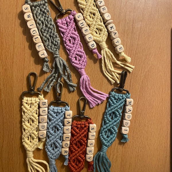 Personalized Keychain, Macrame Name Keychain, Bridesmaids Gift ,wedding ...