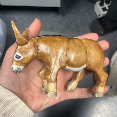 Hand Carved Long Eared Brown Donkey With Some White on His Stomach ...
