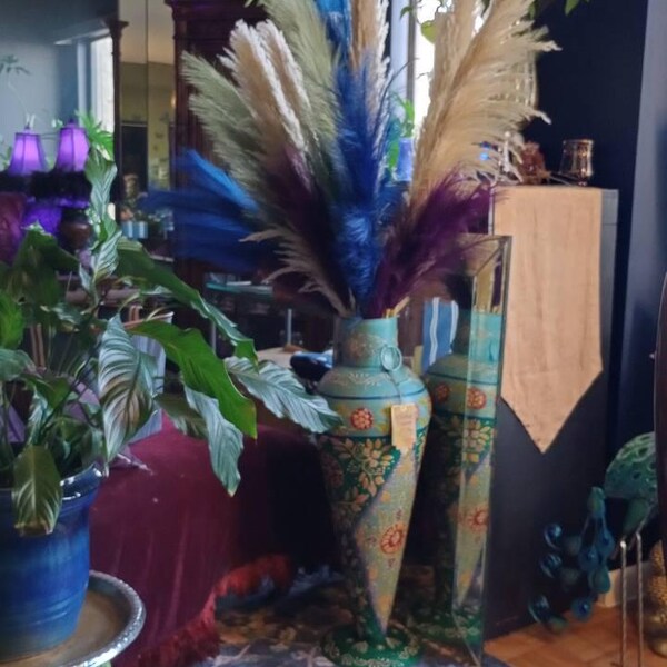 X3 STEMS 115cm Extra Large Tall Fluffy SAGE GREEN Fake Faux Artificial ...