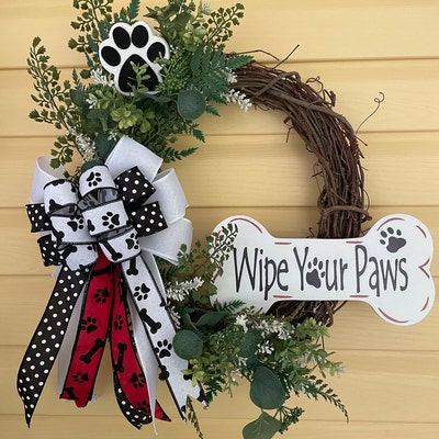 Wipe Your Paws Sign, Pet Sign, Dog Paw Sign, Wreath Sign, Wreath Center ...