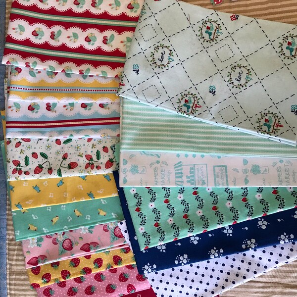 Out of Print Fat Eighth Bundle of Coordinating Quilty Cottons, Little ...
