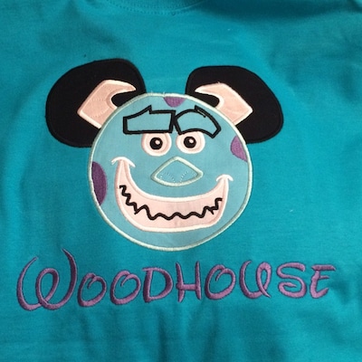 Character Inspired Mouse Sully Blue Monster Embroidery Applique Design ...