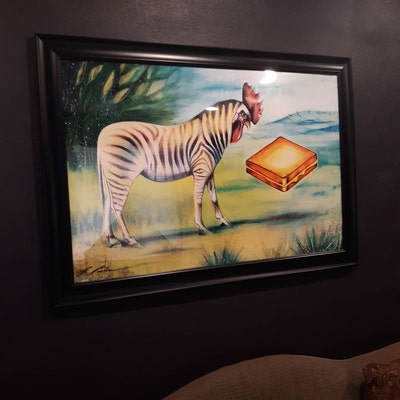 Rooster Zebra Contemplating Grilled Cheese Sandwich - Etsy