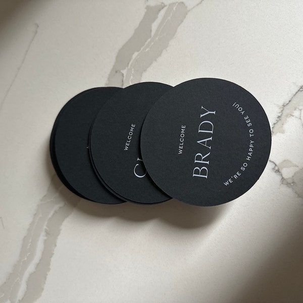 PRINTED Place Card Wedding, Place Card Name, Round Place Cards, Wedding ...