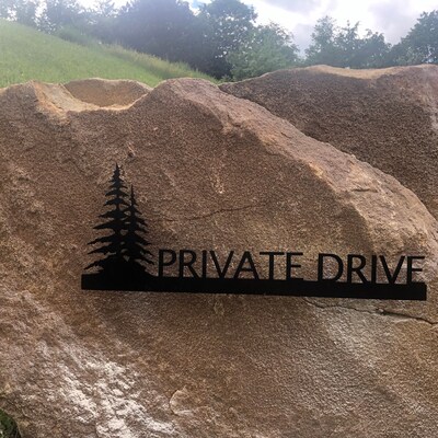 Custom Metal Home House Address Sign With Tree for Rock or - Etsy