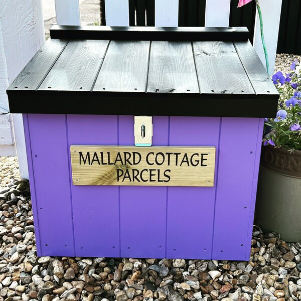 Doorstep Wood Parcel Box. Porch Parcel Storage Box. Handmade Wooden ...