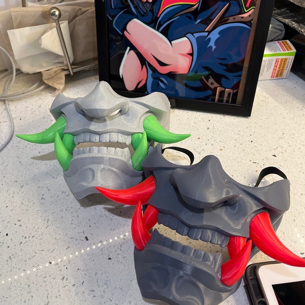 Japanese Hannya Half Mask Oni Demon Mask 3D Printed Samurai Mask - Etsy