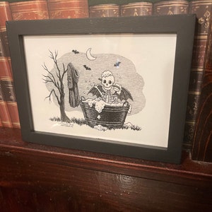 5x7 Giclée Art Print Pen and Ink Drawing of Cute Grim Reaper - Etsy