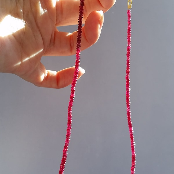 AAA+ Quality~rare~natural Ruby Faceted Rondelle Beads Necklace Longido Ruby Beads African Mines ...