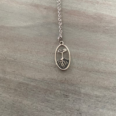 Sterling Silver Sprout Necklace / Seedling / Seed Necklace / Plant ...