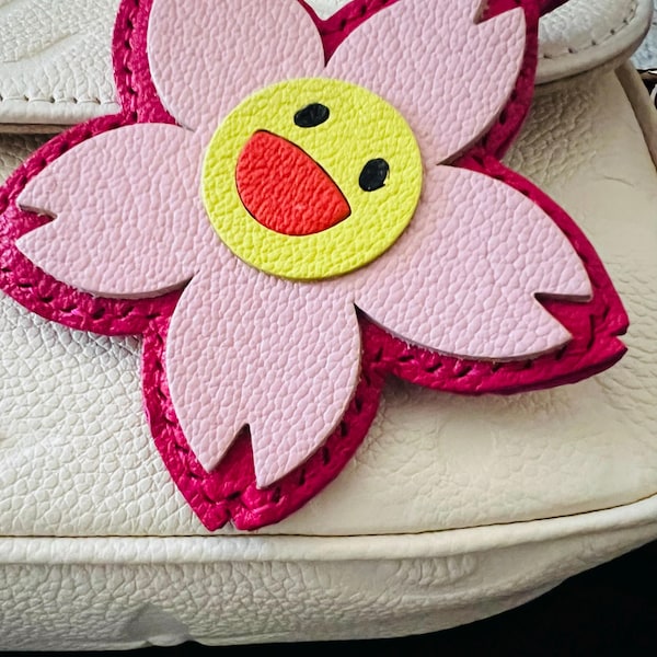 Handmade Leather Flower Charm, Leather Bag Charm, Leather Handbag and ...