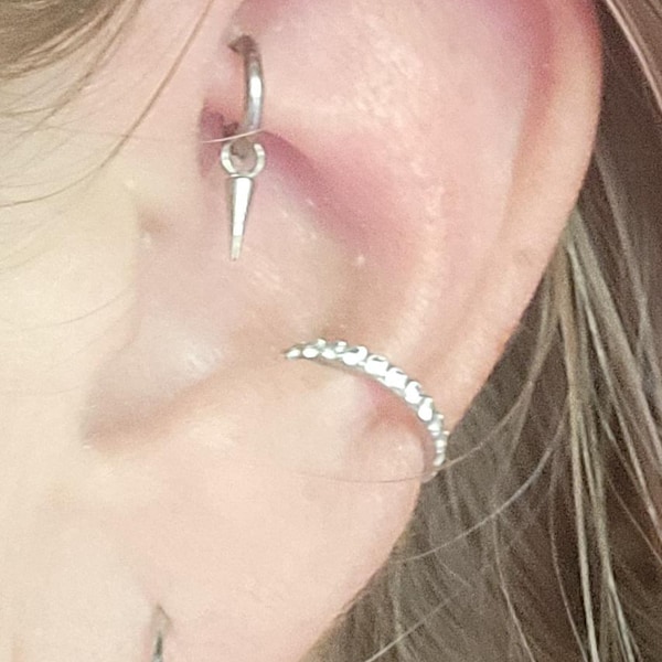 ALL Titanium - 20g 18g 16g Clicker - TINY Charm - Rook Hoop With Charm ...