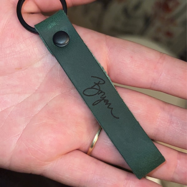 Personalized Leather Keychain. Custom Leather Keychain. Monogrammed ...