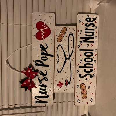 1 PIECE SIGN Nurse Sign Wall Art Door Hanger Plaque Wood Wooden ...