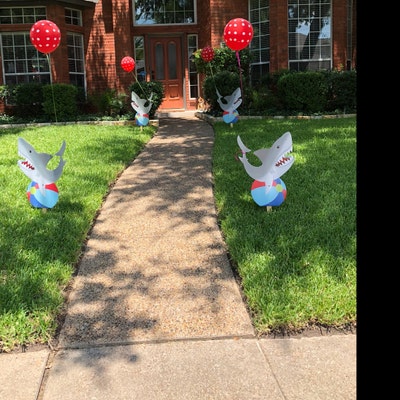Shark Standees Set of 4 Pool Party Cutout Party Decoration - Etsy