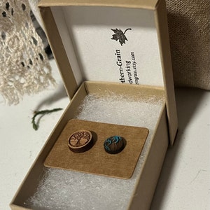 Tree Wooden Stud Earrings, Tree Earrings, Dark, Brown, Black Wood, Mens ...