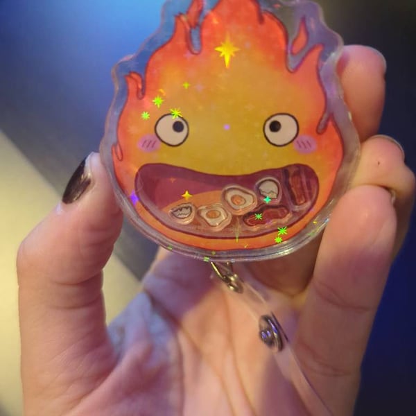 Fire Spirit Shaker Keychain Castle Demon Acrylic Charm Anime Kawaii ...