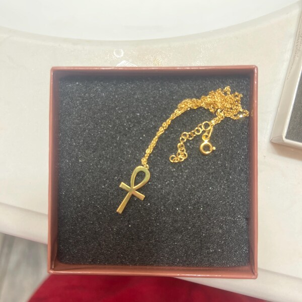 18K Gold Ankh Necklace, Gold Ankh Necklace, Dainty Ankh Necklace ...