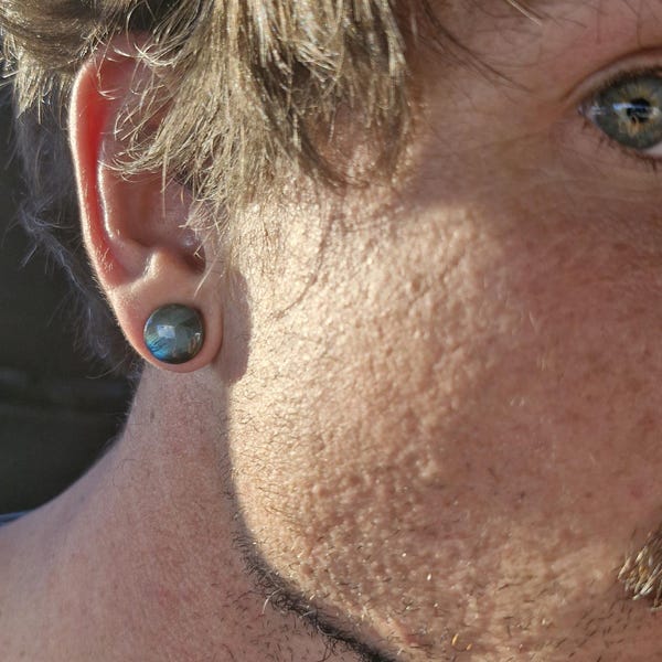 Grade AAA Labradorite Double Flare Convex Organic Stone Ear Plug | 6mm ...