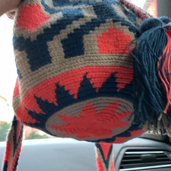 Wayuu Bag Medium Size Beige and Black Design Handmade Exclusive ...