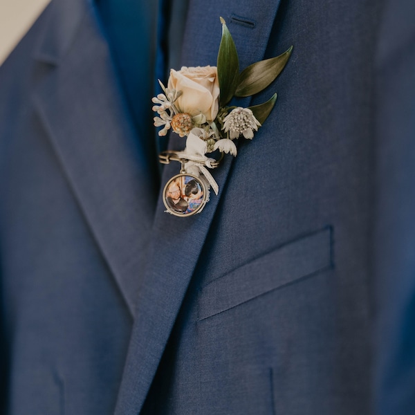 Groom Memorial Photo Pin, Groom Boutonniere, Bridal Bouquet Charm ...
