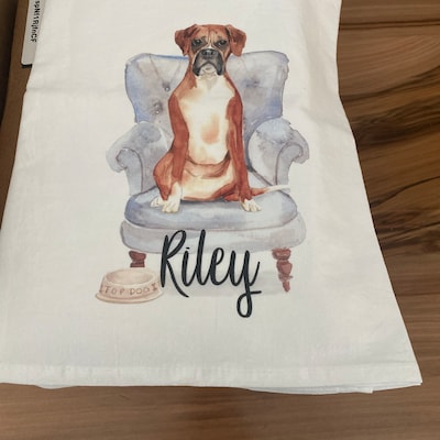 Custom Boxer Flour Sack Towel, Tea Towel, Dog Mom, Dog Dad ...