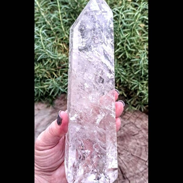 1.29 Lb Polished Quartz Crystal Point With 5 Sided Goddess Face and ...